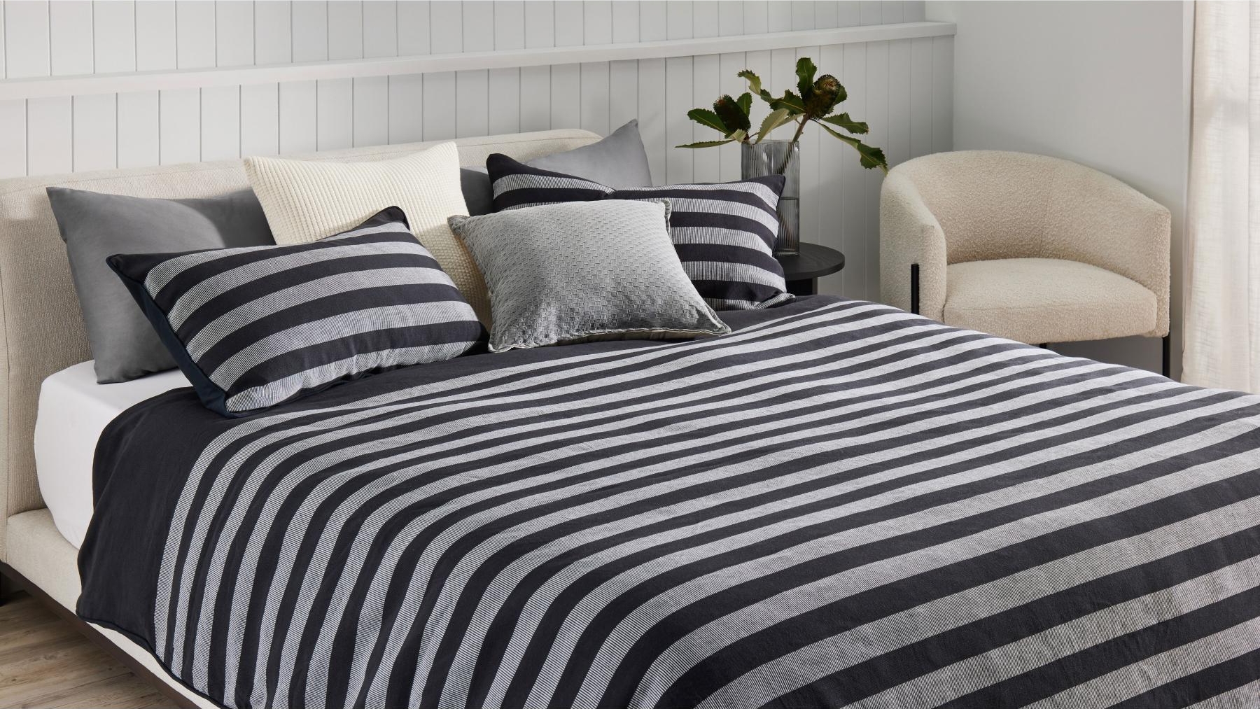 Domayne Luxuries Seville Black/White Quilt Cover Set - Queen | Domayne