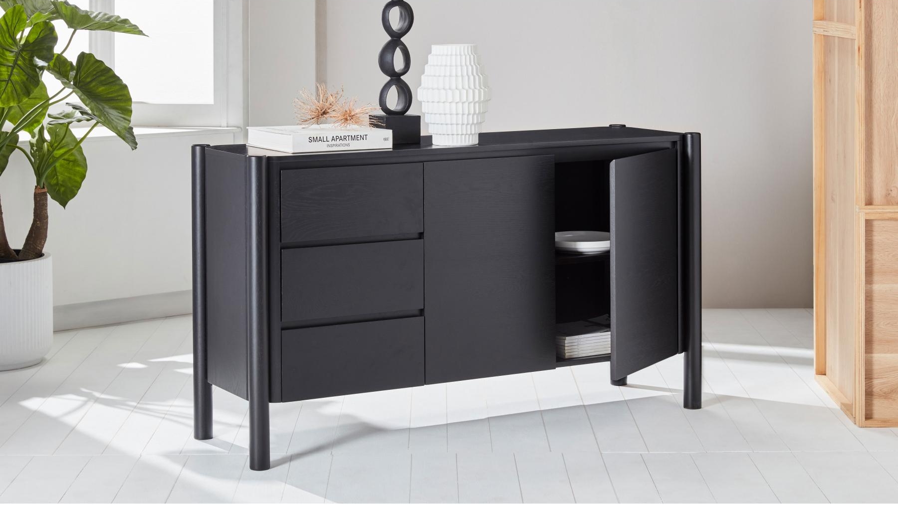 Linz Large Buffet in Black | Domayne