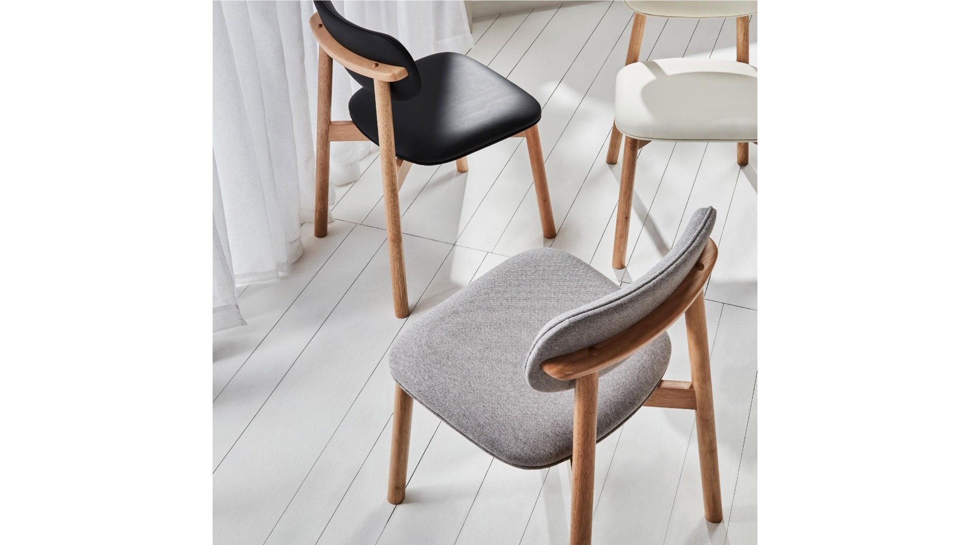 Linz Natural Dining Chair in White PU | Domayne