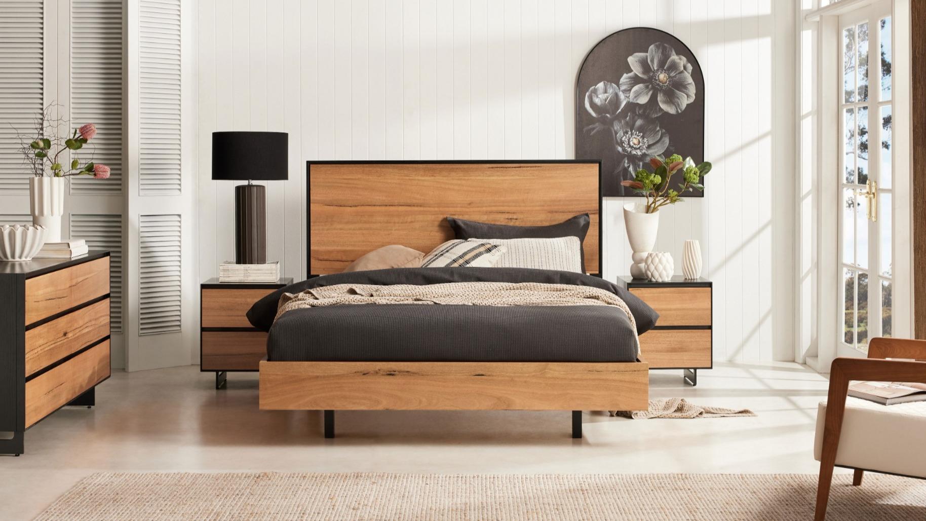 Avante Marri/Black Ash Two Tone Bed | Domayne