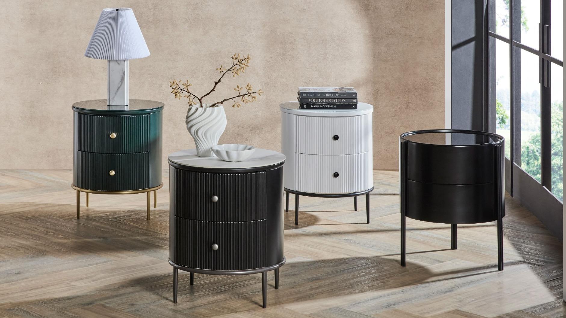 Coco Fluted Bedside Table - White | Domayne