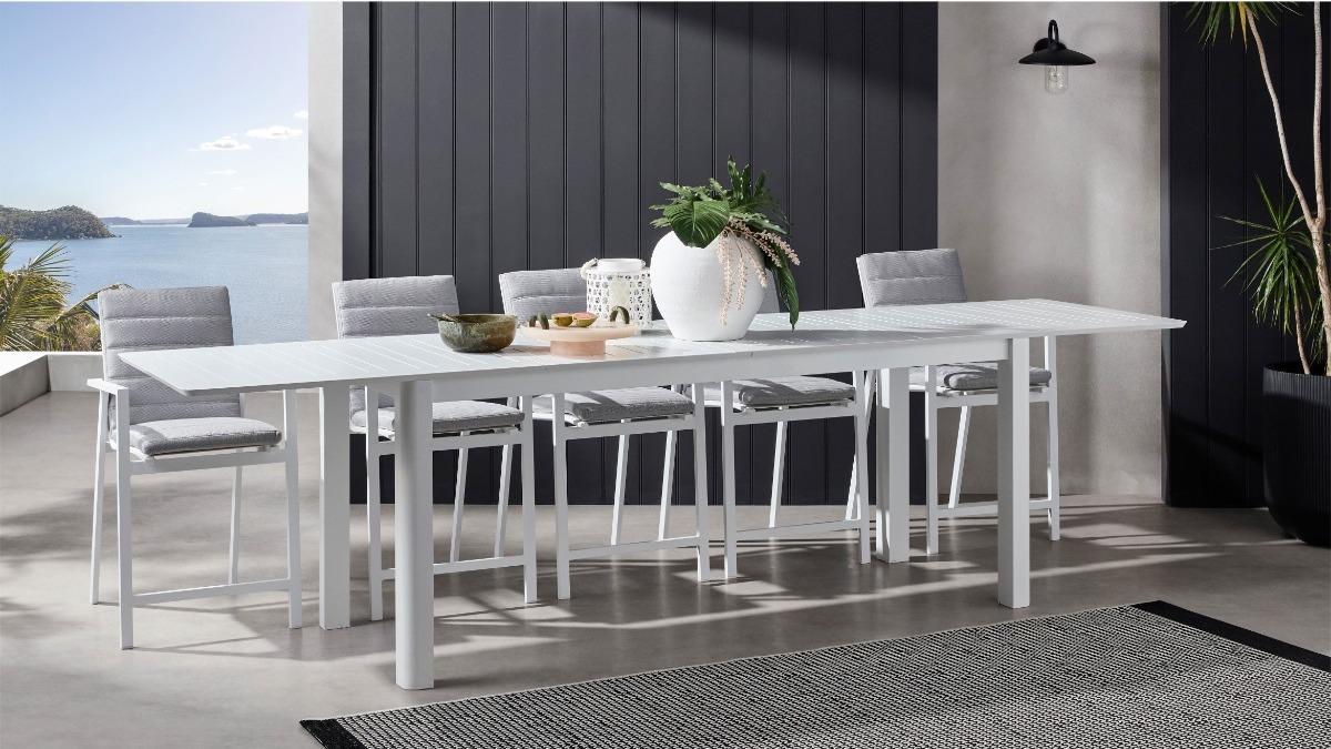Ocean Outdoor Extension Bar Table in White | Domayne