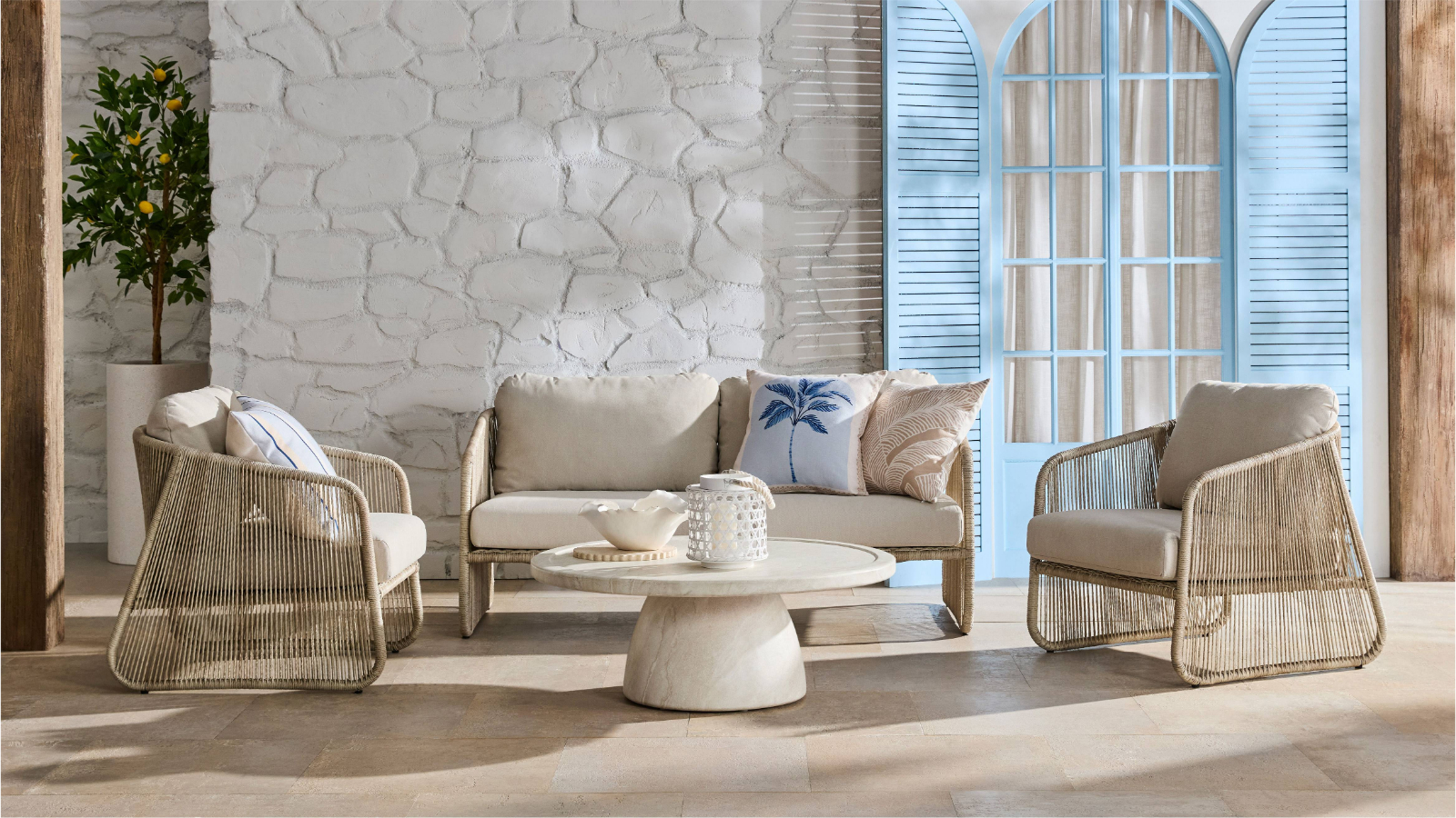 Indigo Outdoor 3-Piece Lounge Setting | Domayne