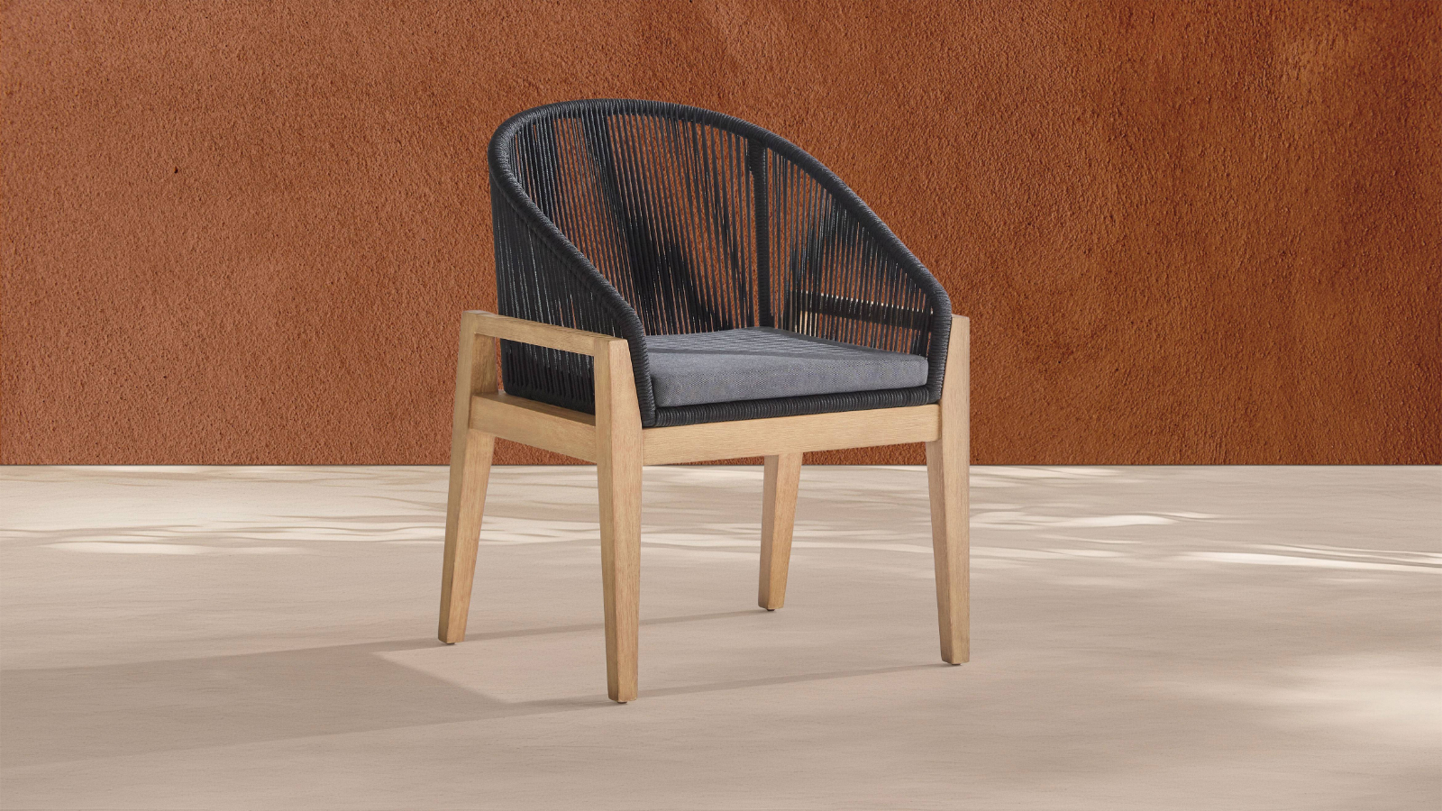 Monument Outdoor Timber Leg Dining Chair in Black | Domayne