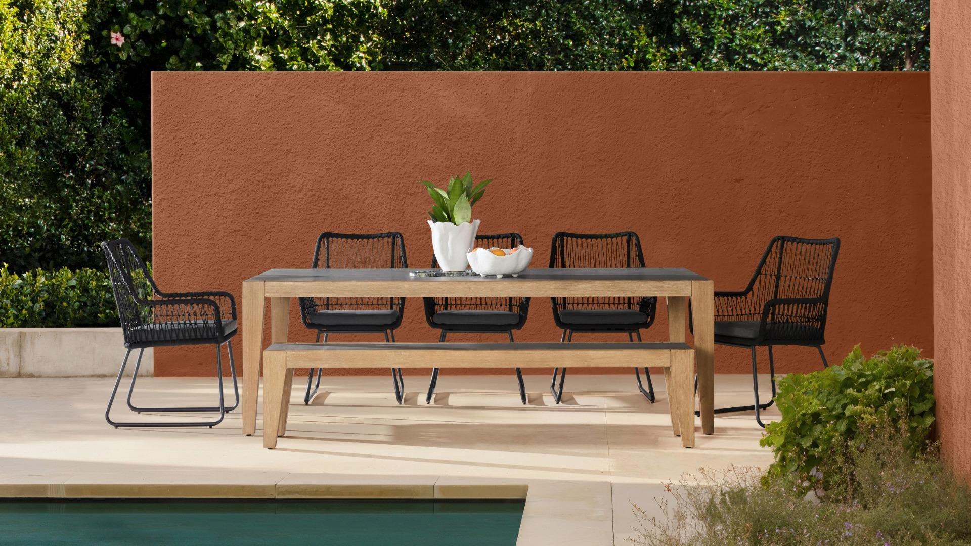 Monument Outdoor Bench with Grey Concrete Top | Domayne