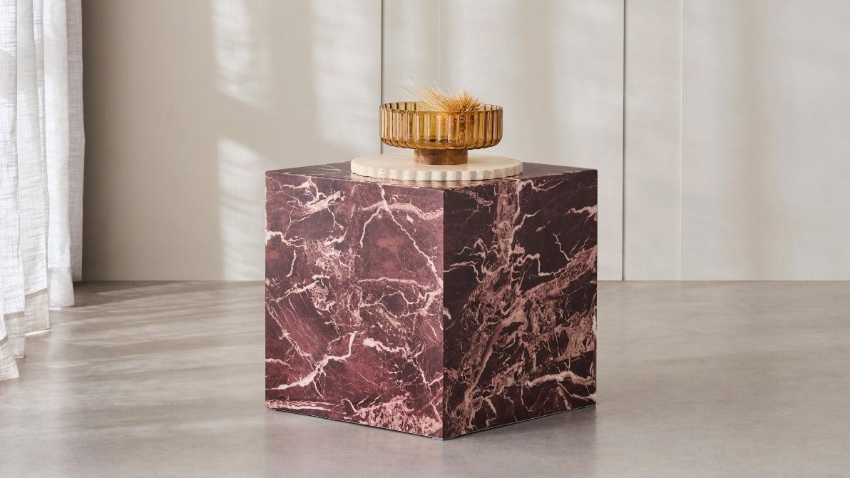 Libra Square Side Table in Red | Domayne