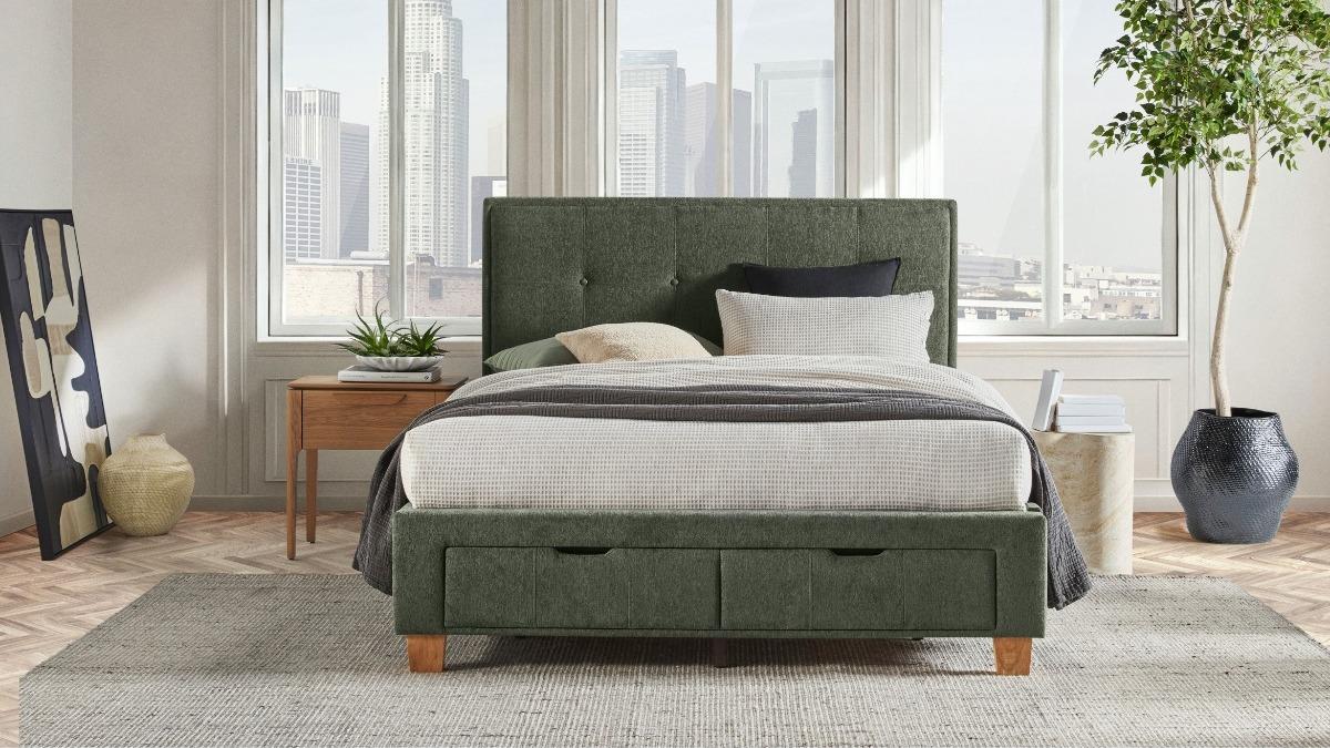 Halo 2-Drawer Green Bed - Queen | Domayne