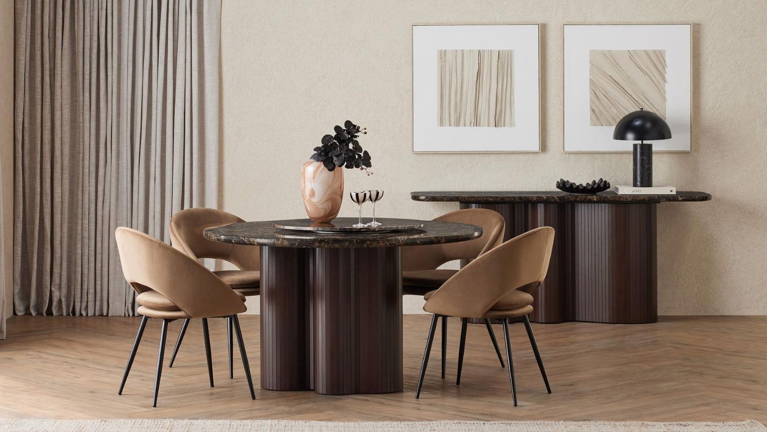 Vella Round Dining Table with Lazy Susan | Domayne