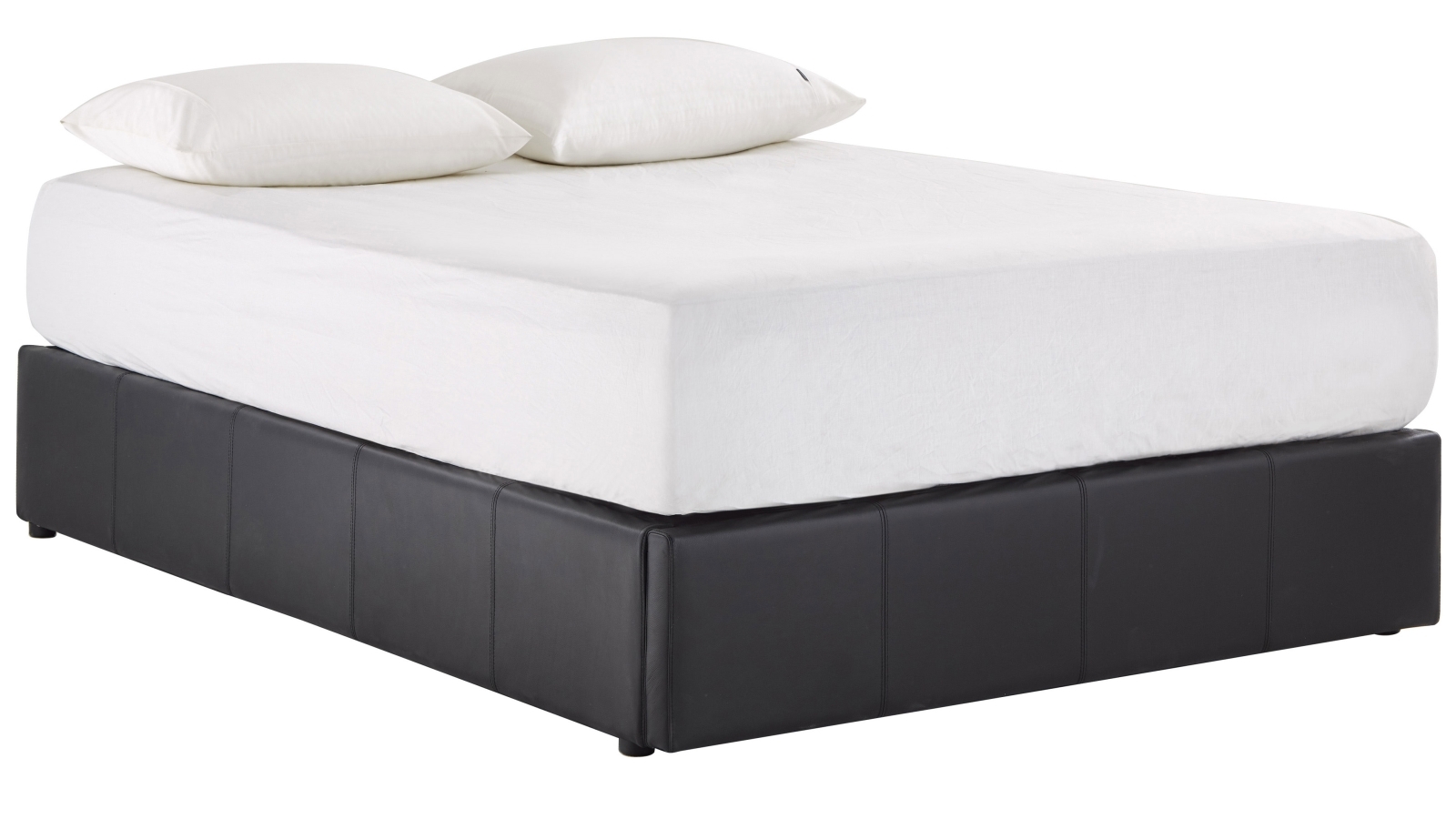 Aria Leather Black Bed Base - Double | Domayne
