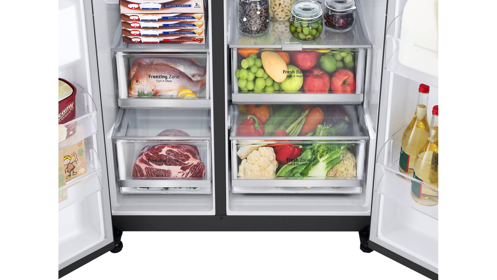 LG 655L Side by Side Fridge with SurroundCooling - Matte Black | Domayne