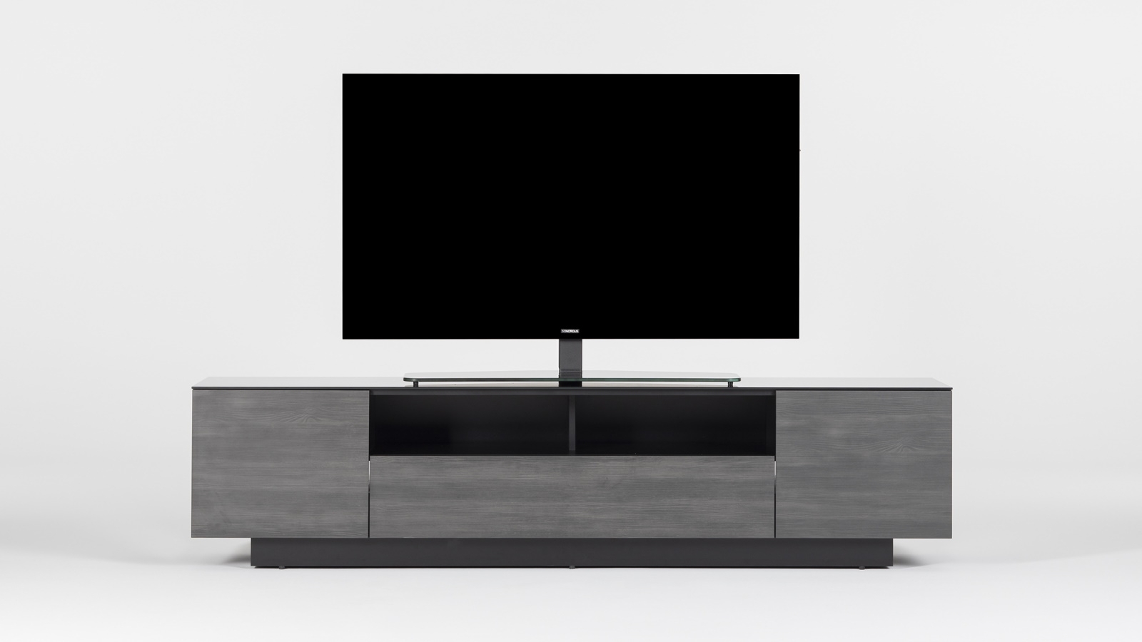 Sonorous 2000mm Black North Wood TV Cabinet | Domayne