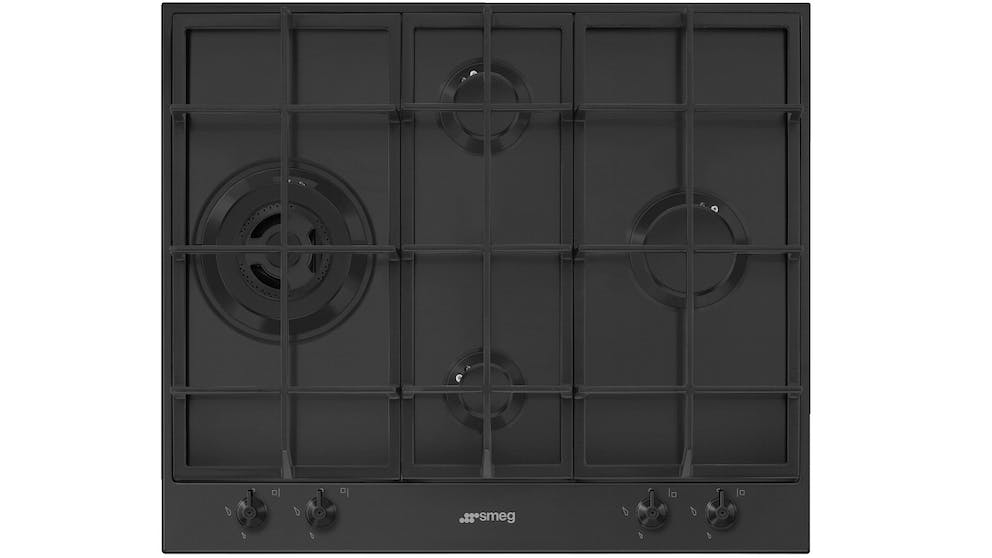 Smeg Classis 600mm 4 Burner Gas Cooktop - Matte Black | Domayne