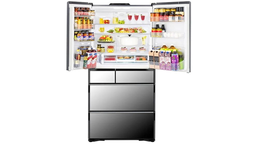 Hitachi 735L Mirror Glass French Door Fridge | Domayne