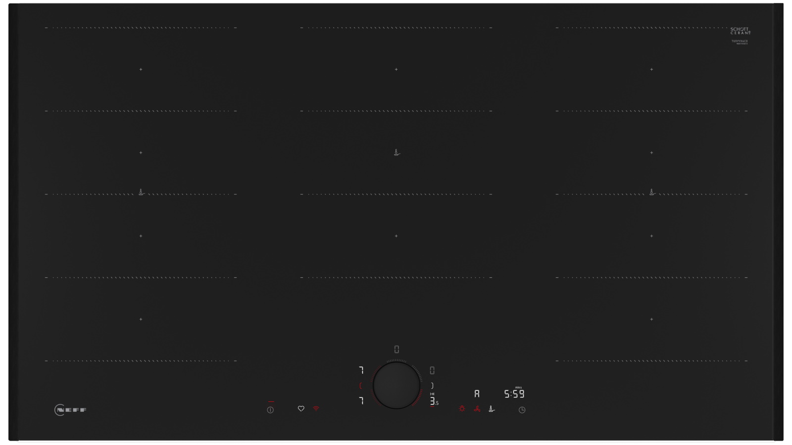 Neff 900mm 5 Zone Flex Induction Cooktop with Twist Pad Flex Control ...