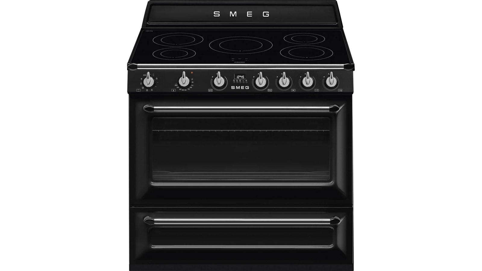 Smeg 900mm Victoria Induction Freestanding Cooker - Black | Domayne