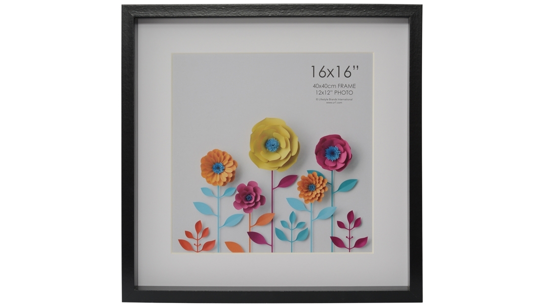 UR1 Vienna 16x16-inch Shadow Box Frame with 12x12-inch Opening - Black ...
