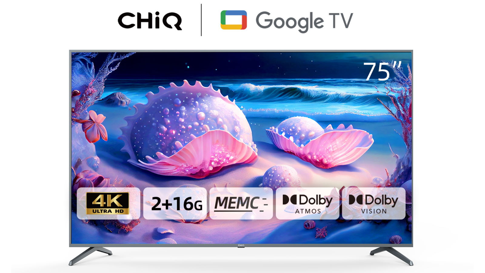 ChiQ 75-inch F8TG 4K UHD LED Google TV with Metal Frame | Domayne