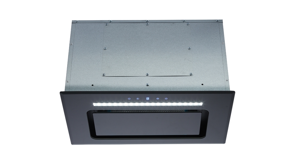 Euromaid 52cm Black Glass Under Cupboard Rangehood | Domayne