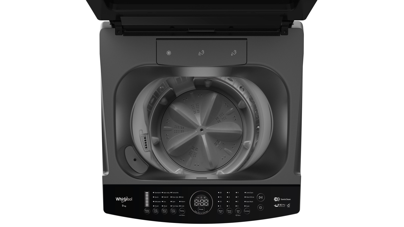 Whirlpool 12kg Sonic Clean Top Load Washing Machine - Grey | Domayne